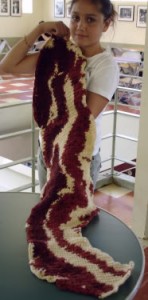 Bacon scarves and Christopher Walken … – it takes balls to knit!